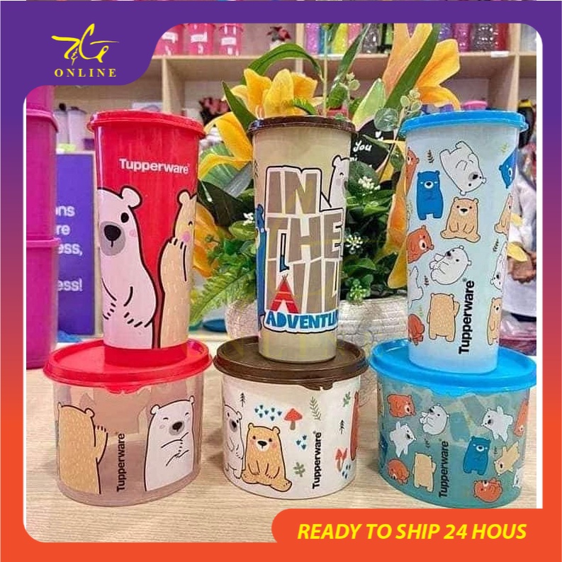 Tupperware Bearbuddy Trio Set Red Blue Cyan Light White 450ml Giant ...