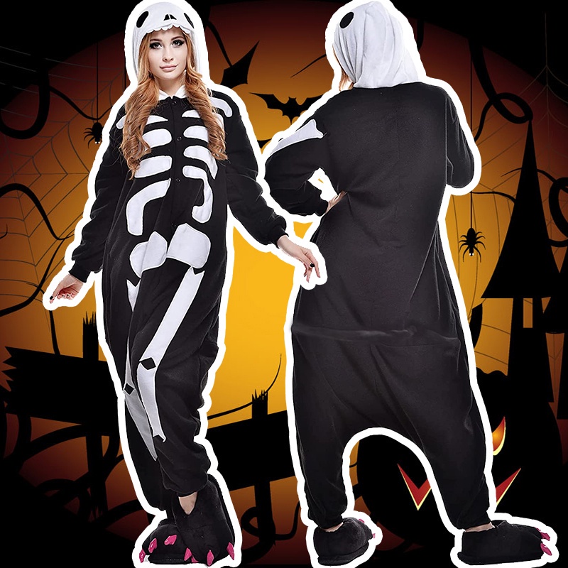 Animal Onesie Adult Pajamas Plush One Piece Cosplay Skeleton Costume ...