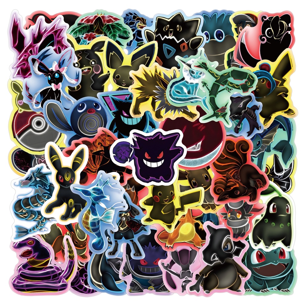 60 pcs Pokemon Neon Lights Waterproof PVC Stickers(2) | Shopee Singapore