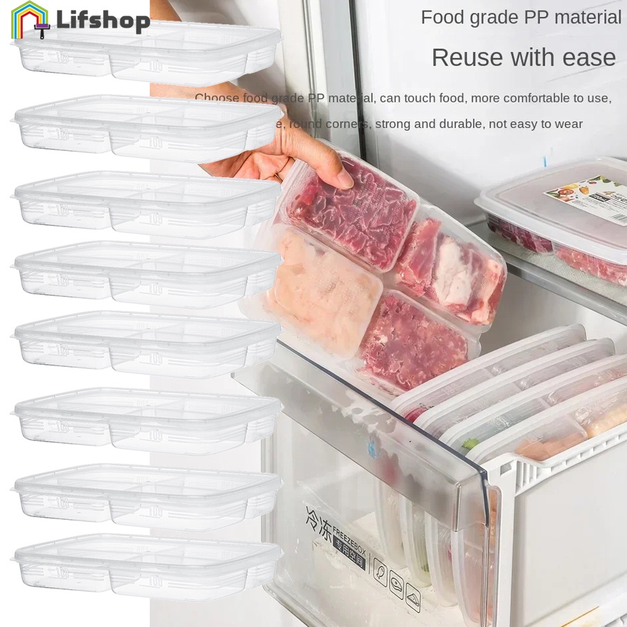 [New]Refrigerator Frozen Meat Preservation Box / 4 Grids Simple Storage ...