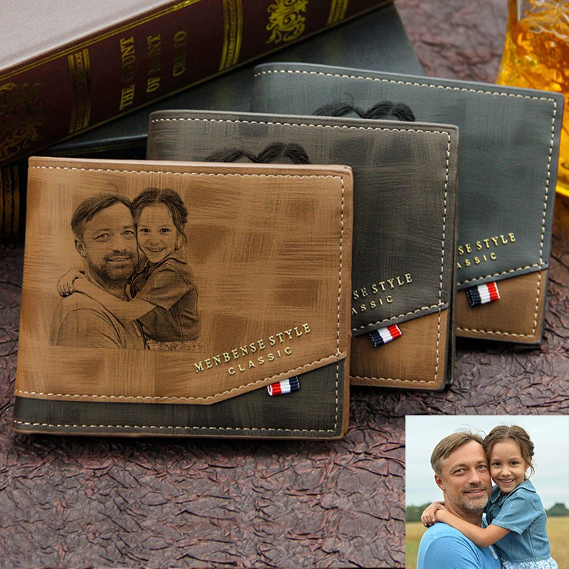 Custom Picture Text Frosted Multi-card Men Wallet Father's Day ...