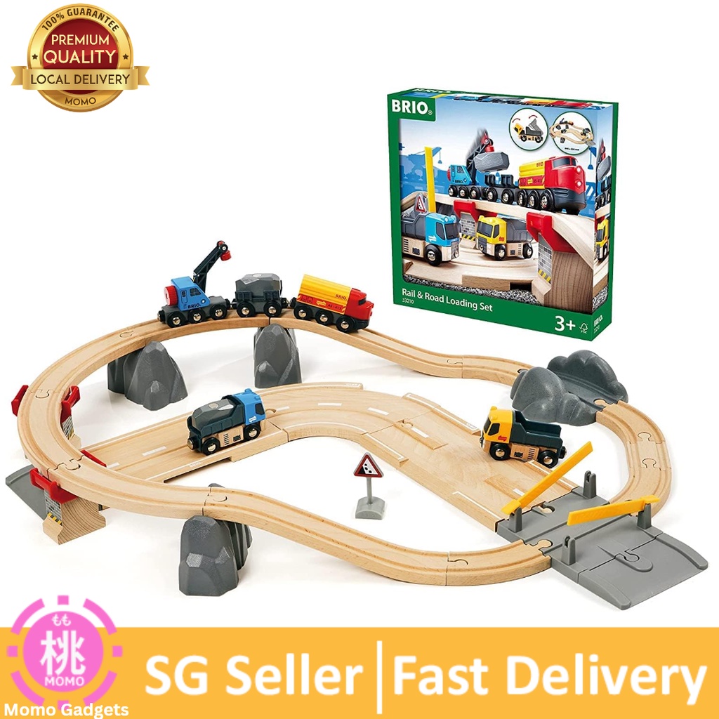 BRIO World 33210 - Rail & Road Loading Set - 32 Piece Wooden Toy Train ...
