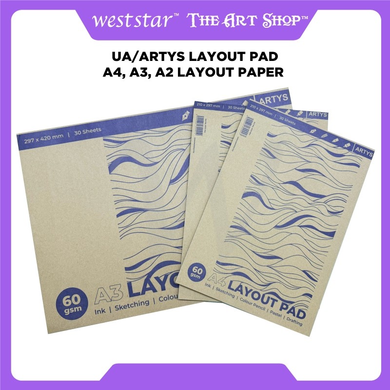 [WESTSTAR] UA/ARTYS Layout Pad A4, A3, A2 Layout Paper (30sheets)(60gsm ...