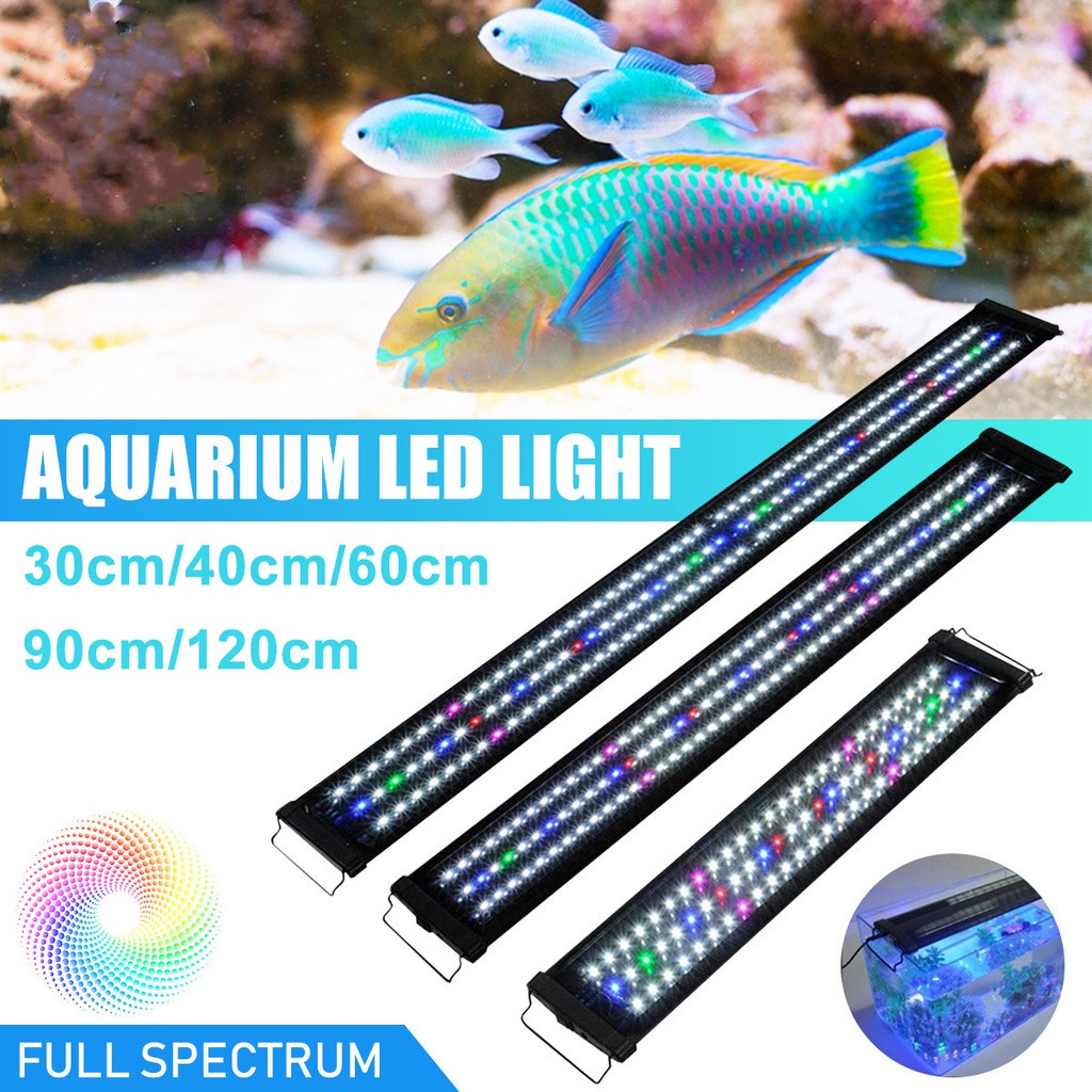 12V Fish Tank Light 30/40/60/90/120CM Waterproof LED Aquarium Lights Bar Blue/RGB Submersible ...