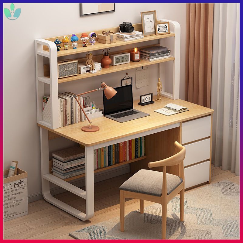 Desk bookshelf integrated table home student learning table modern ...
