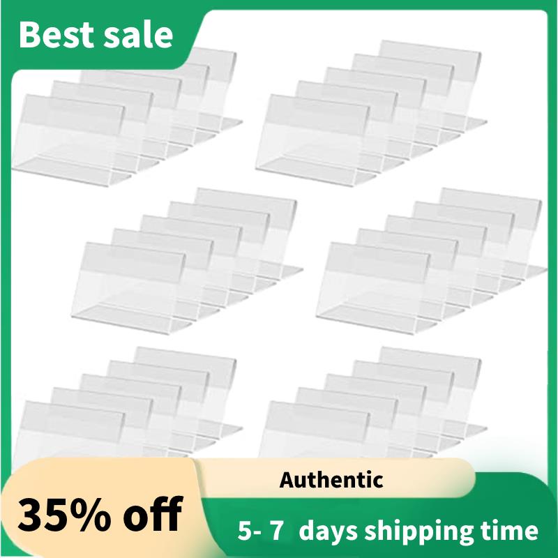30 PCS Mini Sign Display Holder Transparent Acrylic Horizontal Slanted ...