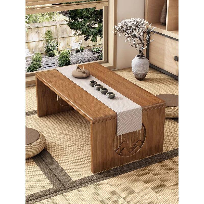 Folding table, bamboo kang table, household solid wood small coffee ...