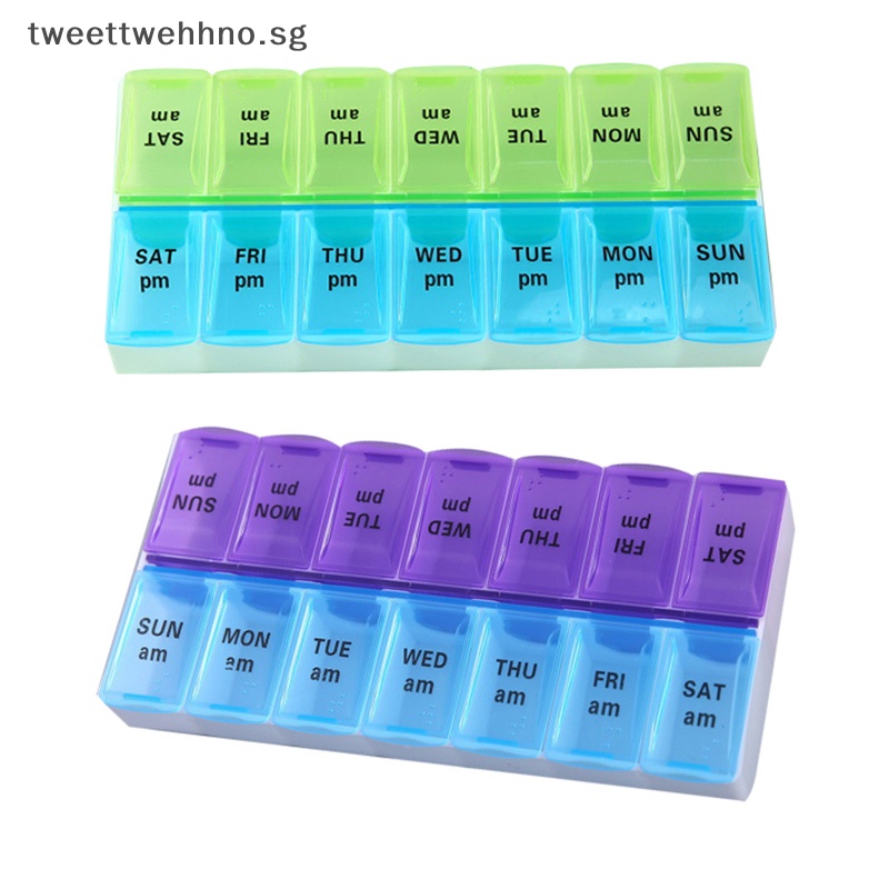 TW Pill Box Case 7 Day Weekly Medicine Storage Box Double Row 14grid ...