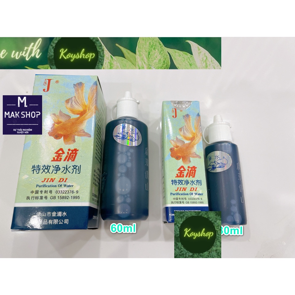 Jindi Water Purifying Solution 60ml Bottle for Aquariums and Aquariums ...