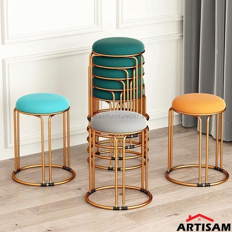 JINQUANJIA Nordic Stool Simple Round Stool Low Stool Stackable Chair ...