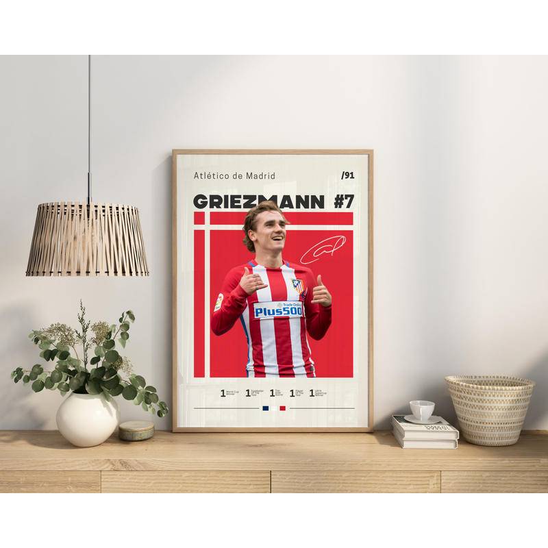 Antoine Griezmann Poster, Atlético de Madrid, Football canvas Print ...