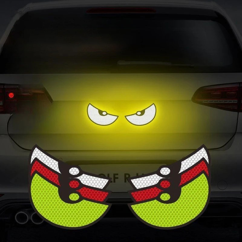 1 Pair Car Motorcycle Styling Eye Decals - Devil Monster Eye Reflective ...