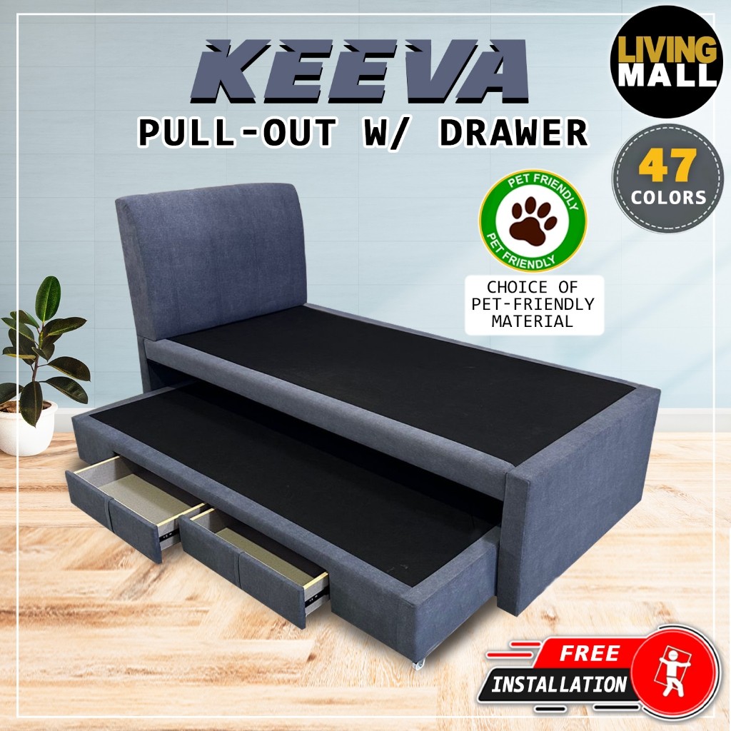 Living Mall Keeva Pull-Out Bed Frame w/ Drawers Single/SSingle - w ...