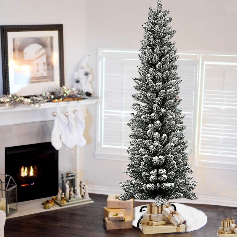 Pointed Snow Slim Green Christmas Tree Thick Pvc,christmas Decorations ...
