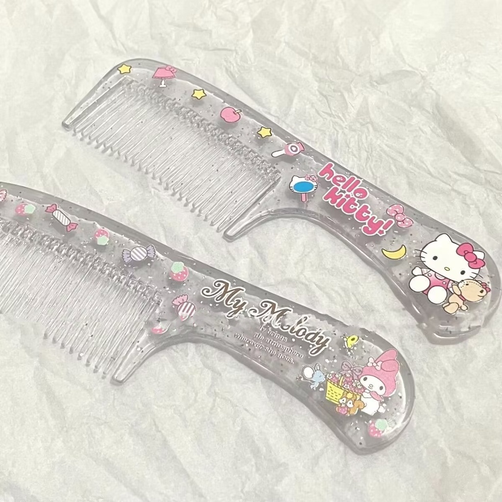 Cute Sanrio Cartoon Transparent Comb Dense Tooth Comb Portable Makeup ...