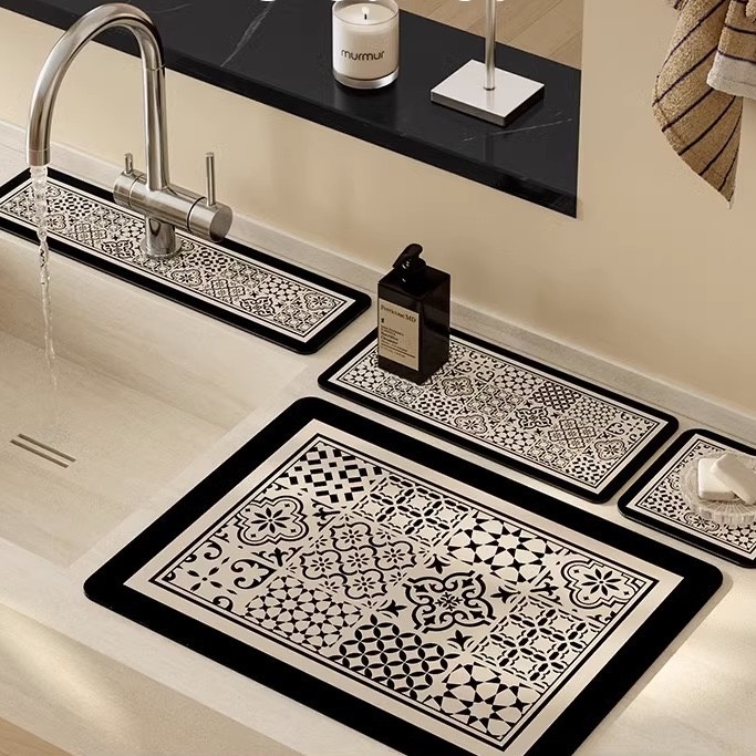 Faucet Drain Pad Coffee Table Pad Dish Drying Mat Water Absorbing Mat ...