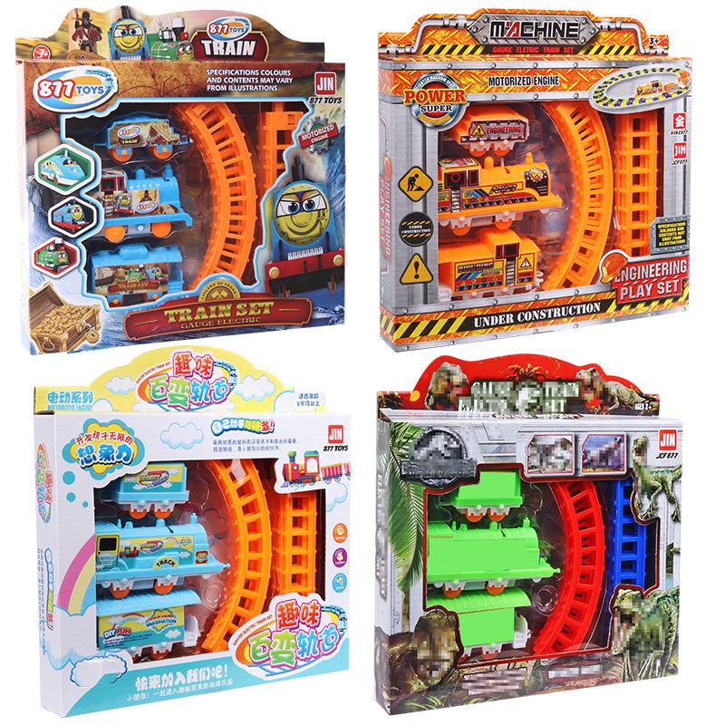 Electric DIY Cartoon Track Train Set Assembled Rail Car Toy for ...