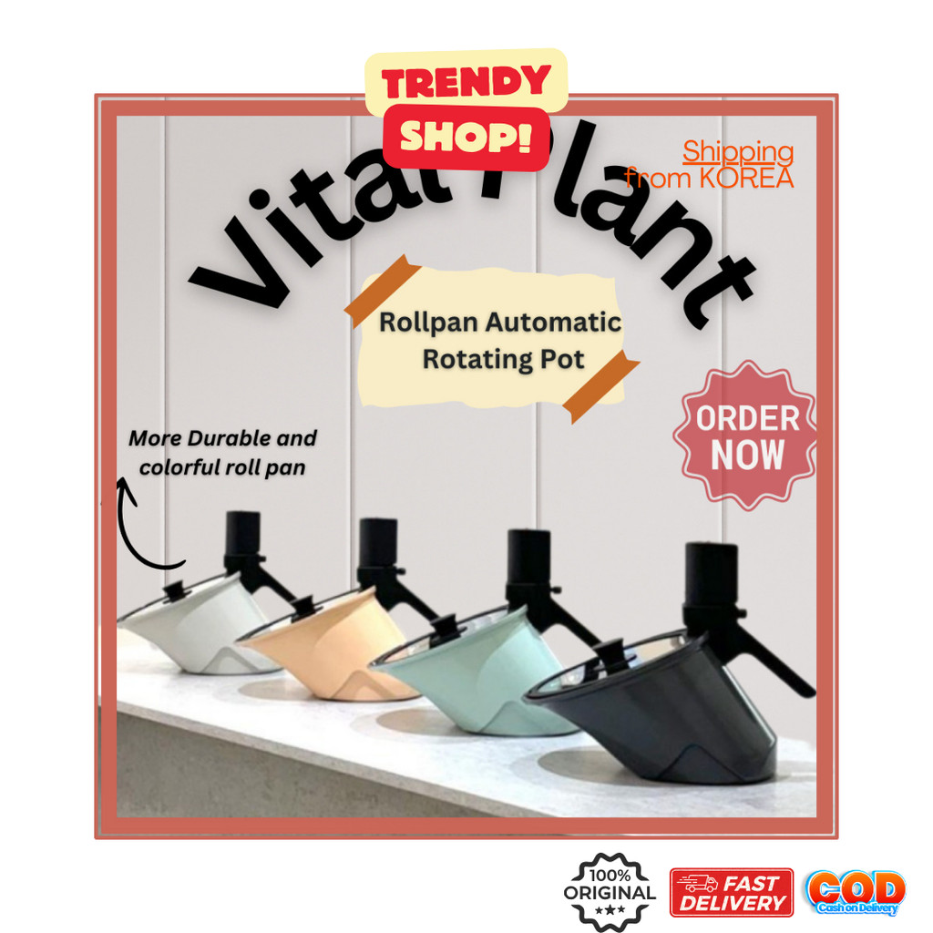 [VITAL PLANT] Rollpan Automatic Rotating Pot – Milk & Gray Color for ...