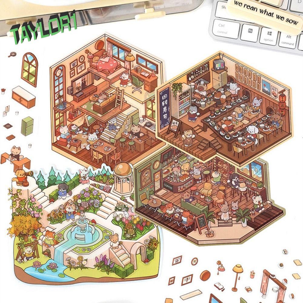 TAYLOR1 3D Landscape Sticker Paper, Multi-functional Plus Size DIY ...