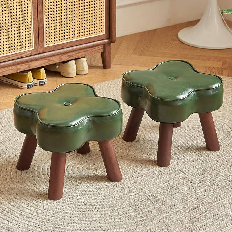 Solid wood small stool, soft bag low stool, household small stool ...