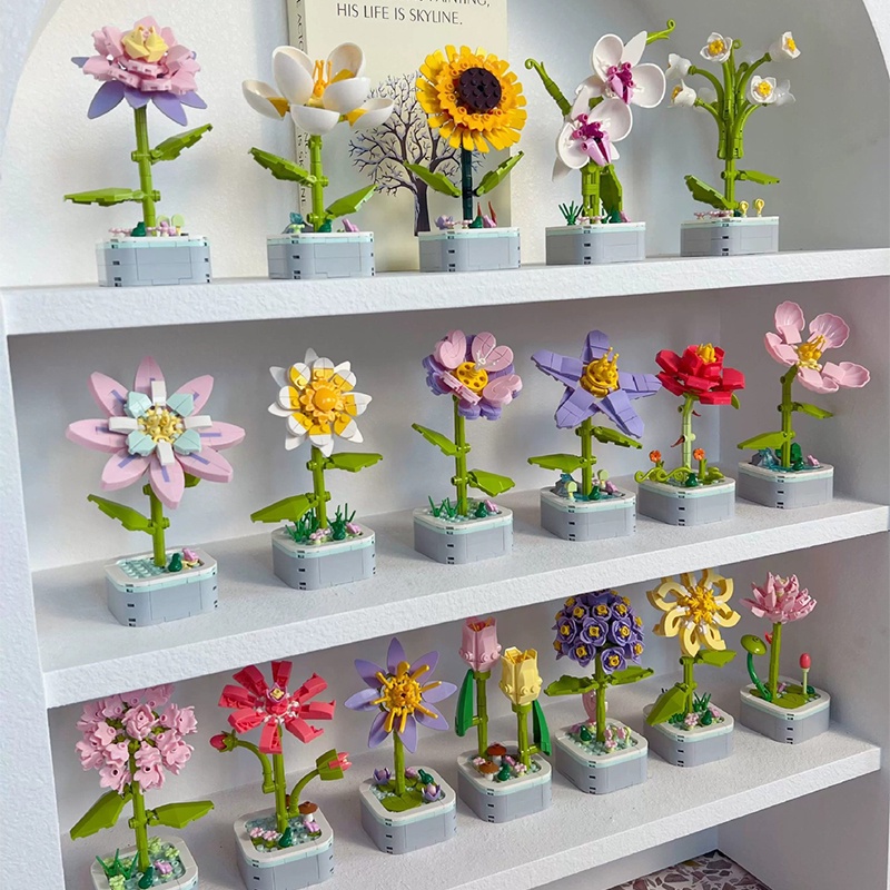 Eternal Mini Flower Building Blocks Bouquet Assembling Room Decor ...