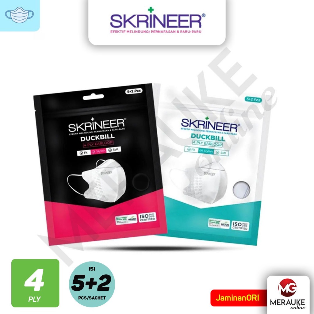 SKRINEER Duckbill Earloop 4 Ply Mask (5 + 2 Pcs Sachets) | Shopee Singapore