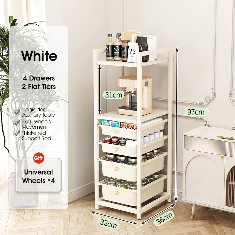 ODOROOKU 2/3/4 Tiers Folding Tabletop Standing Bakers Rack with Pullout ...