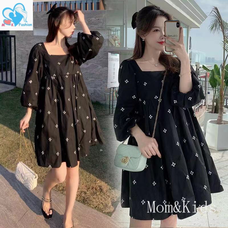 Mom & Kids Korean Version Flower Maternity Dress Trendy Mom Fashion ...