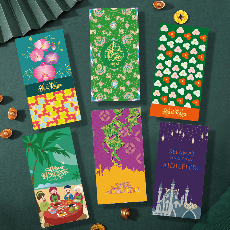 6Pcs/Pack Money Packet Sampul Duit Raya Green Envelope Hari Raya ...