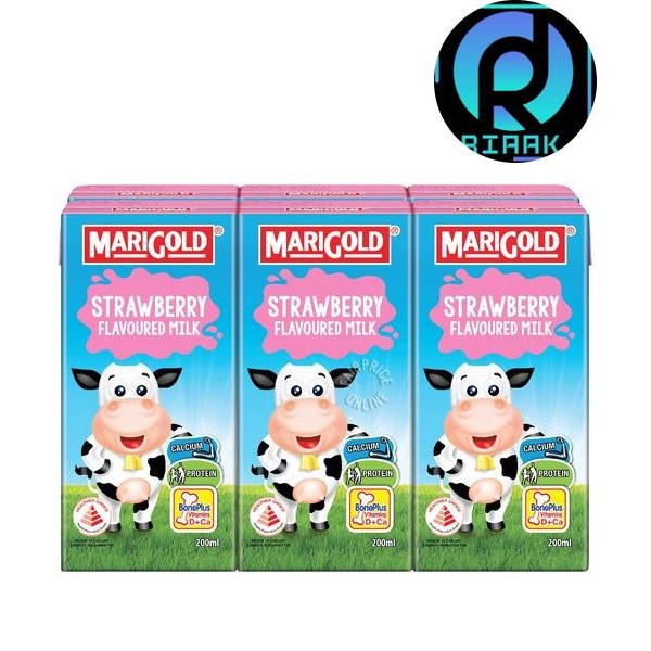 Marigold Uht Packet Milk Strawberry 6 x 200ml | Shopee Singapore