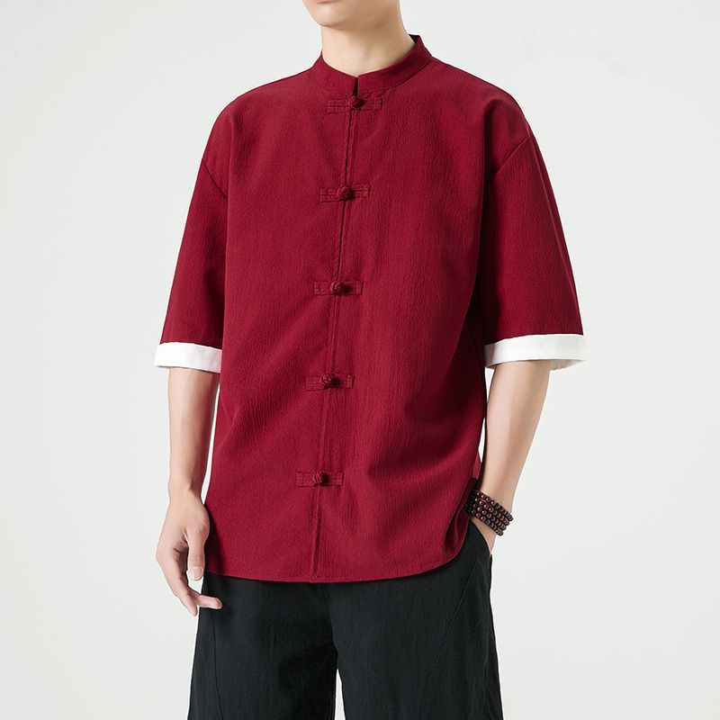 Chinese Style Tang Suit Chinese Frog Button Linen Shirt Chinese Style 3 ...