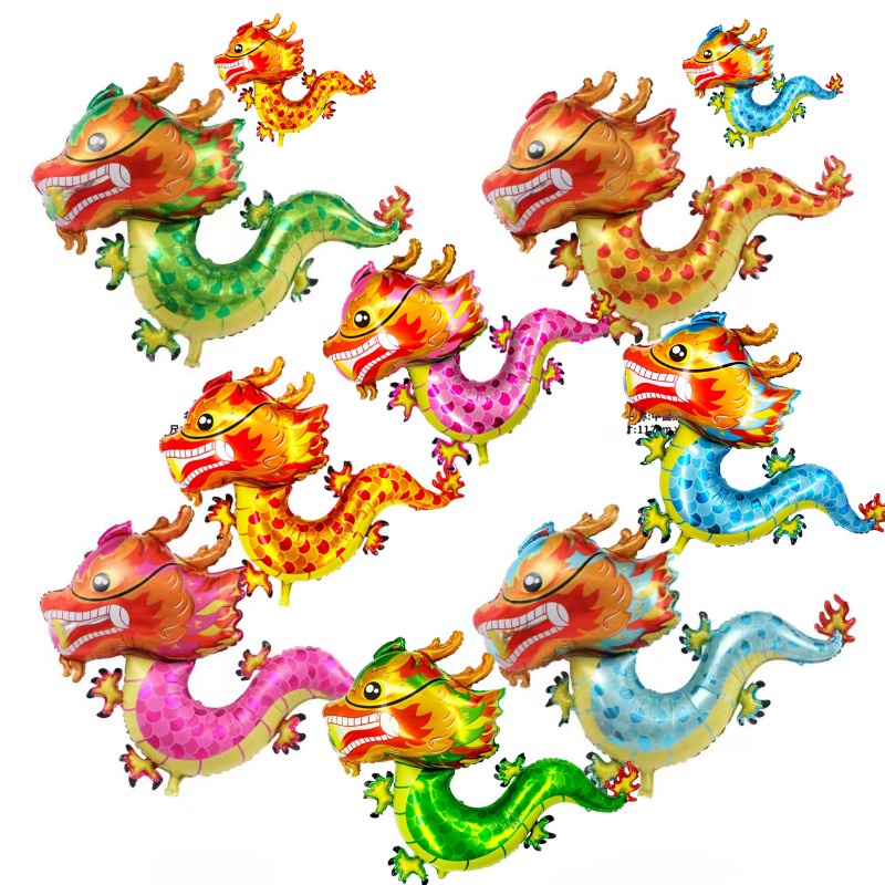 3D Standing Dragon Balloons Foil Cartoon Animal Zodiac 2024 New Year ...