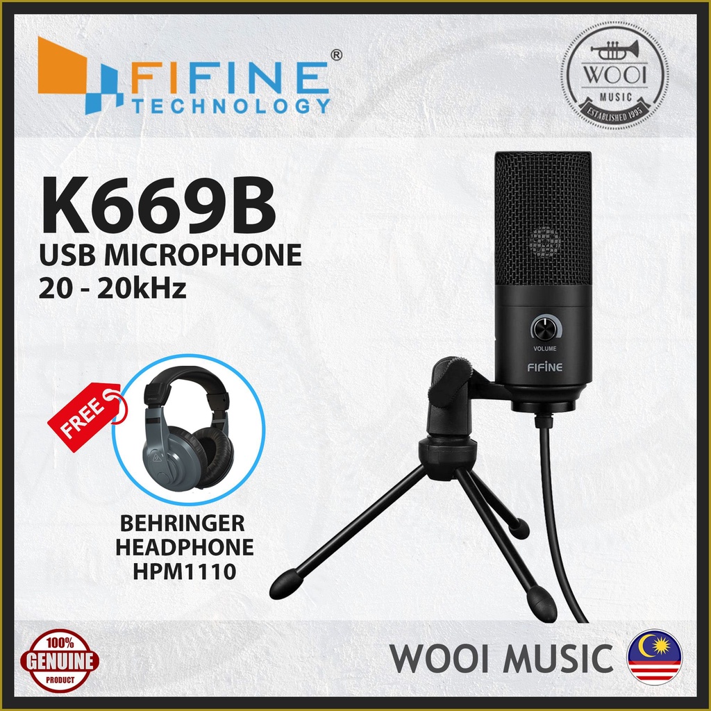 Fifine K669B USB Condenser Microphone (FREE Behringer Headphone ...