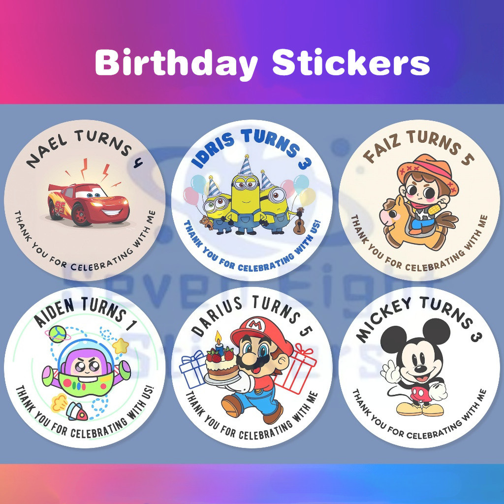 Personalized custom birthday stickers | stickers for girls' birthdays ...