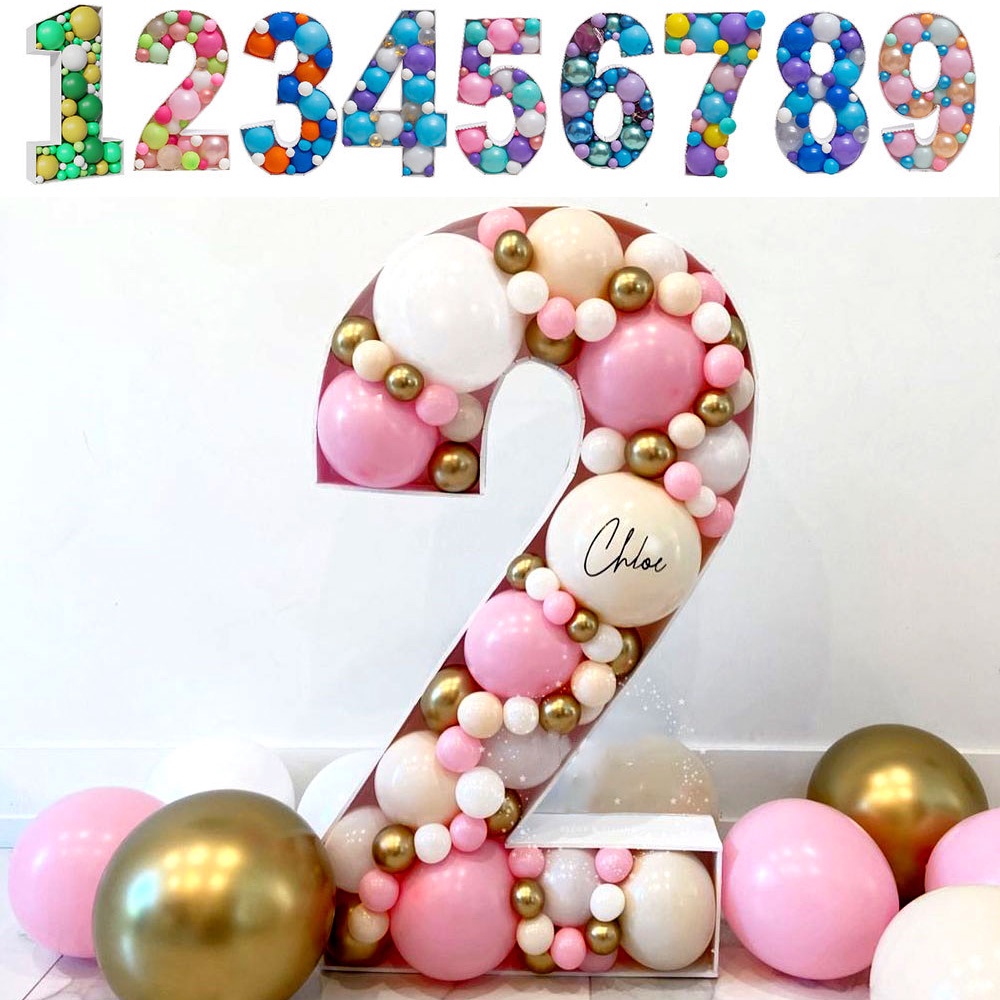 100cm Jumbo Birthday Number Balloon Frame Big Mosaic Number 1 2 3 ...