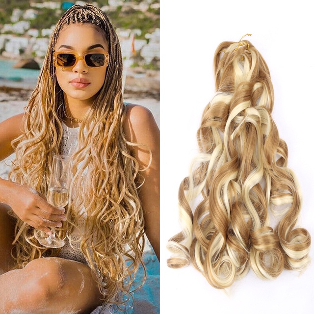 22 Inch Long Curly Crochet Braiding Hair Synthetic Loose Wave Ombre