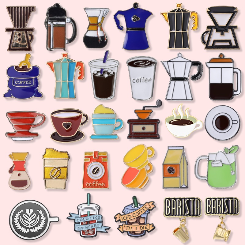 40 Styles Of Coffee Cups Enamel Brooches Coffee Machines Coffee