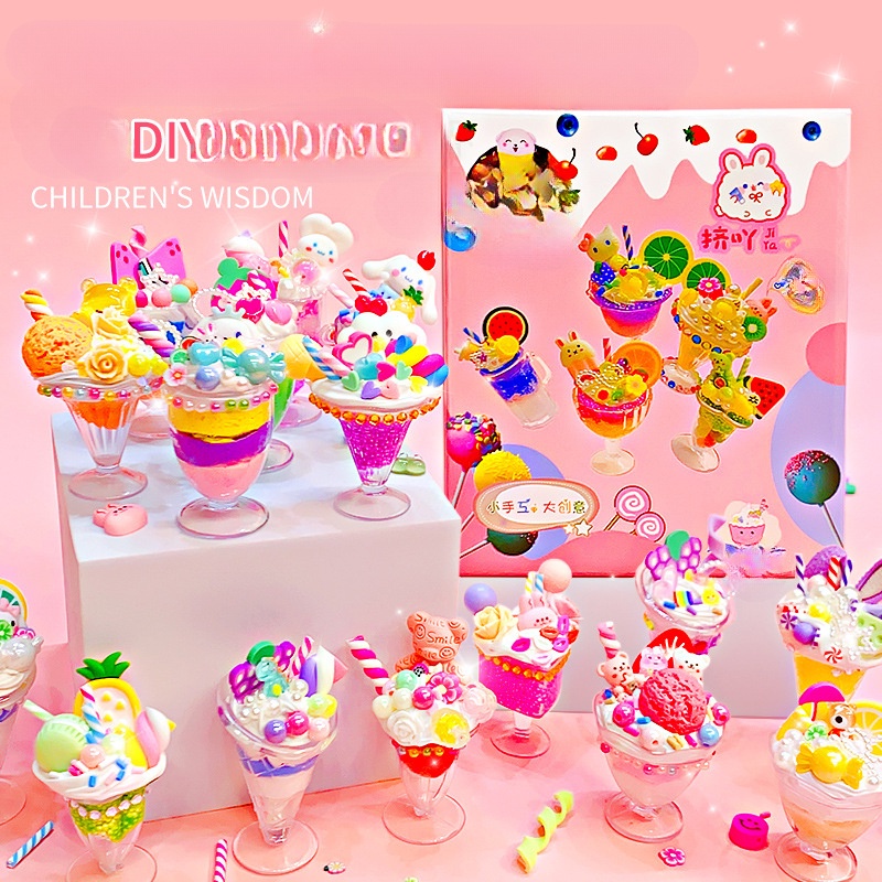 6-12 pcs Kids Little Dessert DIY Ice Cream Cup Making Food Play Cream ...