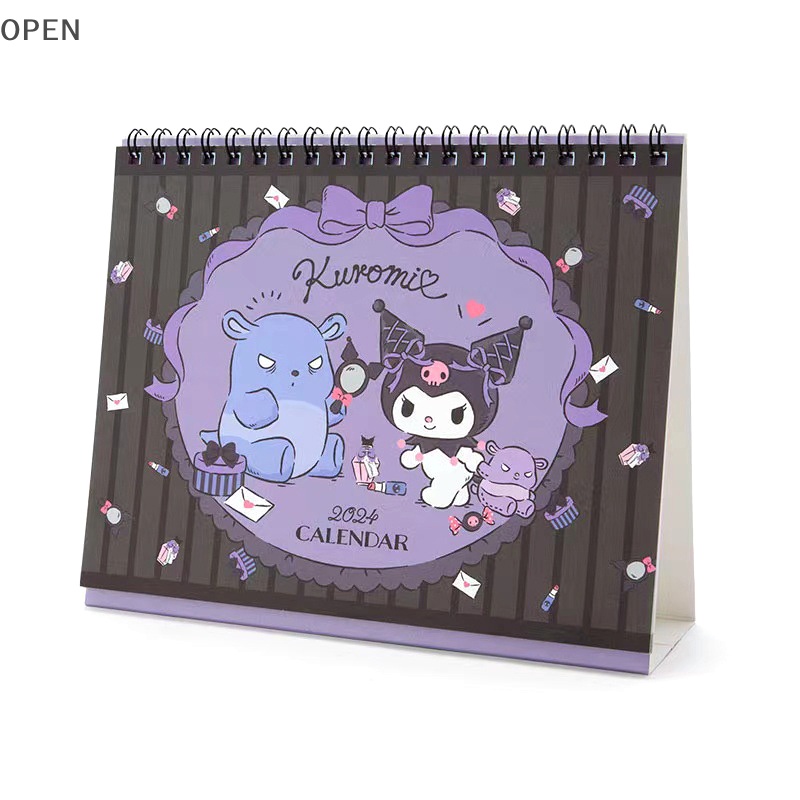 OP Sanrio 2024 Calendar Cartoon Cute Desk Calendar Anime Desktop Note ...