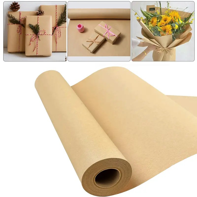 Brown Kraft Paper Roll Ideal For Gift Wrapping Paper Packing Moving ...