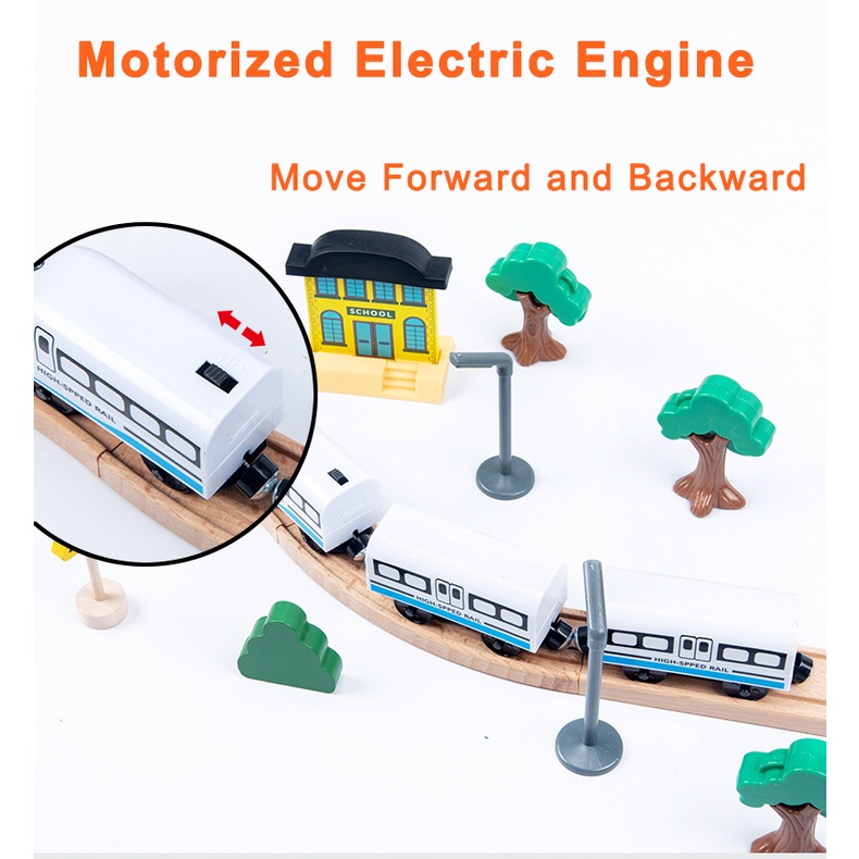 Electric Train Set Motorized Electric Engine Wooden Train Toy Set Add ...