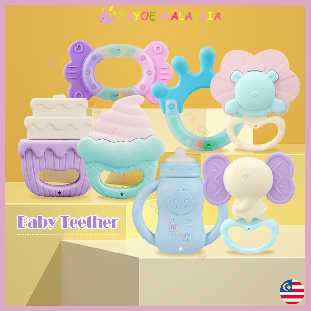 Payoe Baby Rattle Newborn Soft Rubber Teether Toys Baby Teether ...