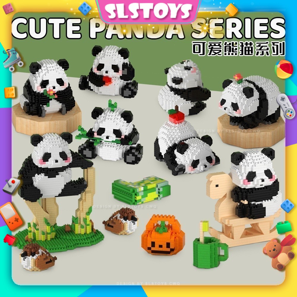 Pan Nie Block Cute Panda Series Bamboo Figure Trending Decoration ...