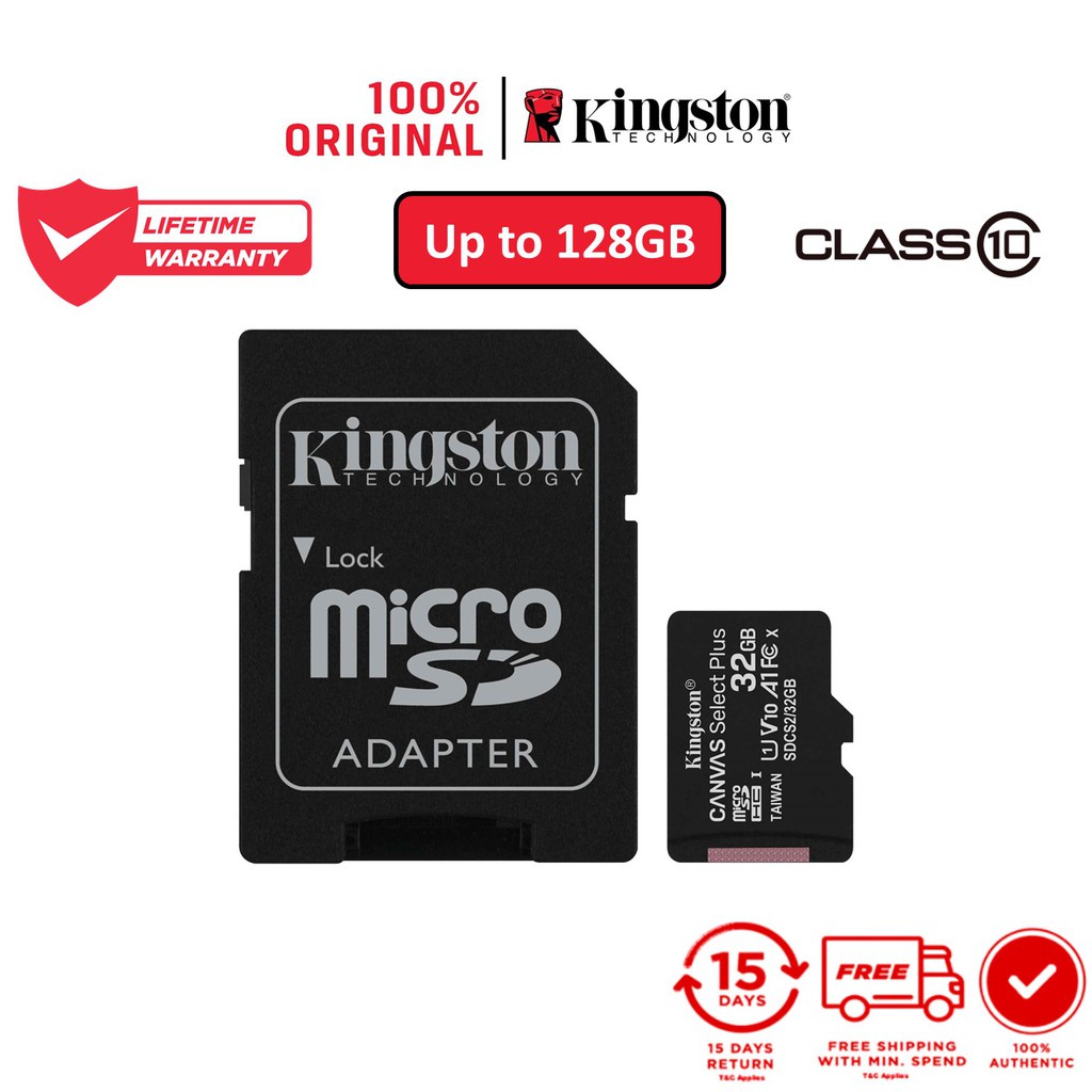 Kingston Microdrive Micro SD Card Memory Card 100MB/s Canvas Select Plus Class 10 UHS-I Card ...