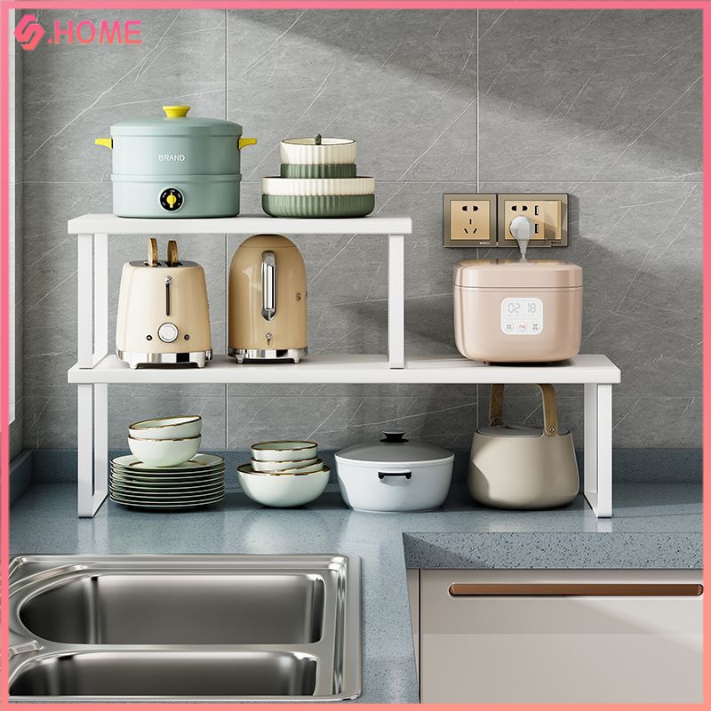 Kitchen tabletop storage rack, layered storage partition rack, small ...