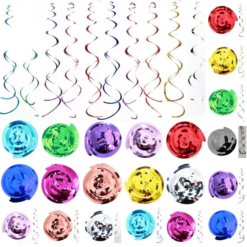 6pcs/set Hanging Swirl Decorations Plastic Streamers Foil Swirls ...