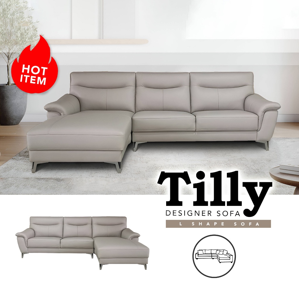 TILLY 8.7FT 3 Seater PVC L Shape Sofa / Designer Sofa / PVC Sofa ...