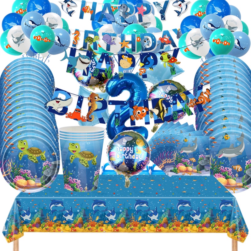 Sea Life Marine Birthday Party Decorations Birthday Plate Cup ...