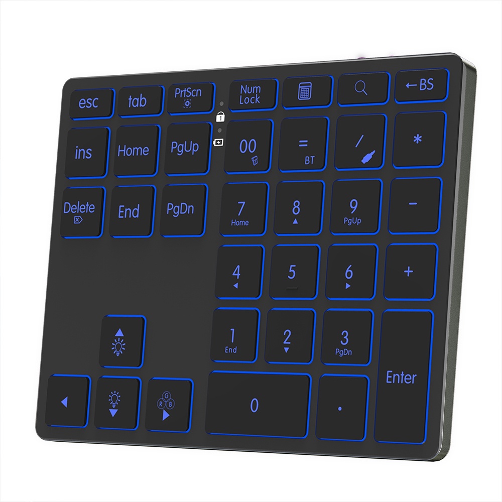 JOMAA 2.4G + Bluetooth Numeric Keypad Wireless Rechargeable Numpad ...