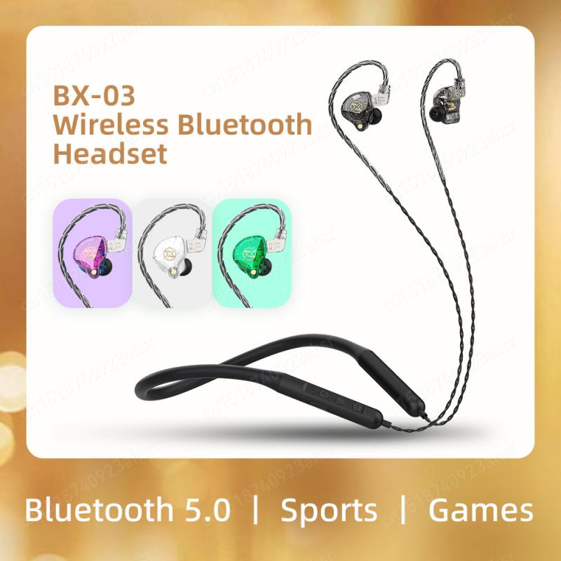 BX-03 Neckband Bluetooth Earphone Wireless Headphone with Mic HiFi ...
